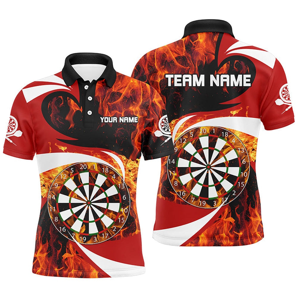 Fire Flame Dartboard Mens Red Dart Polo Shirts Custom Darts Shirt For – Furlidays Plus
