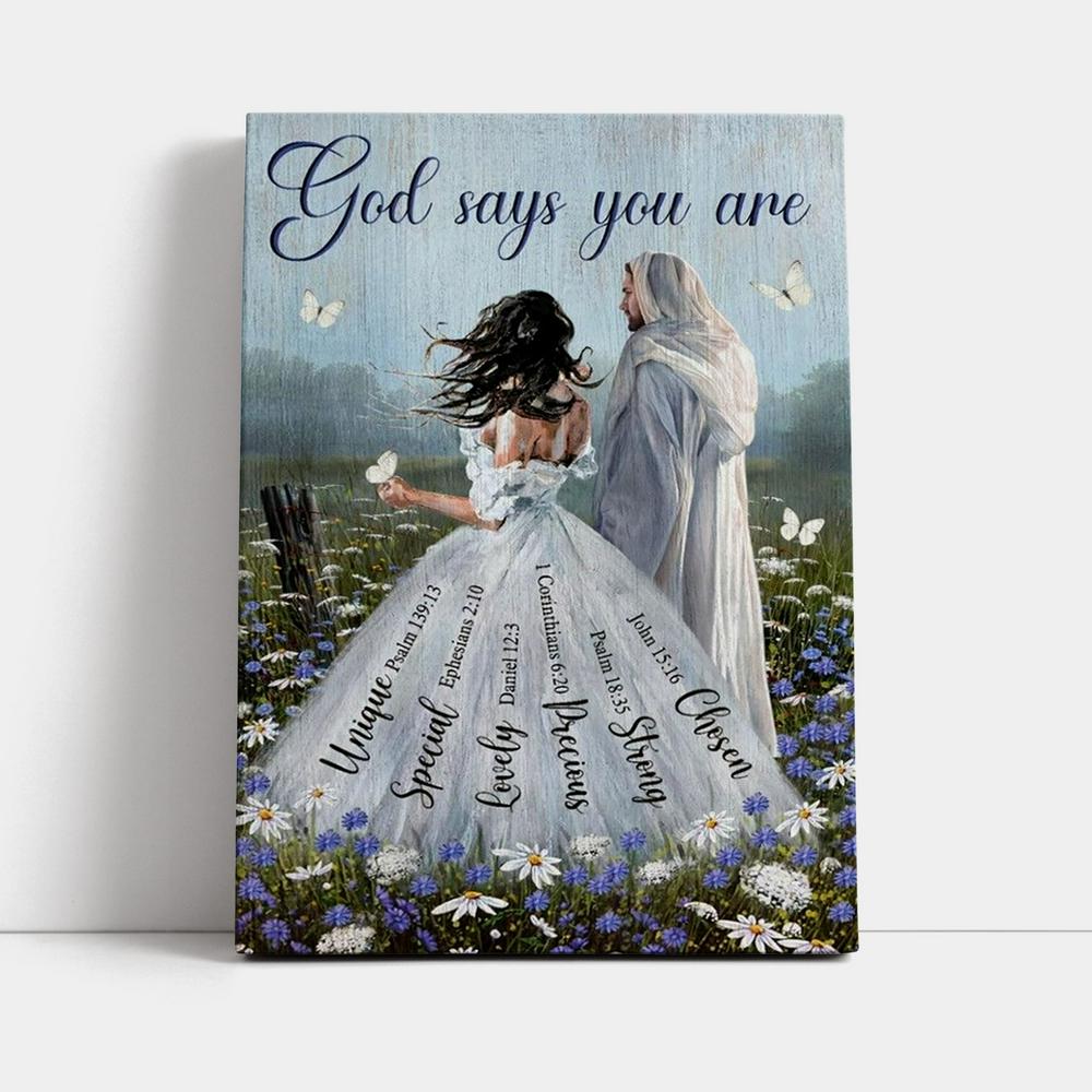 Beautiful Woman Jesus Christ God Says You Are Canvas Poster – Furlidays Plus