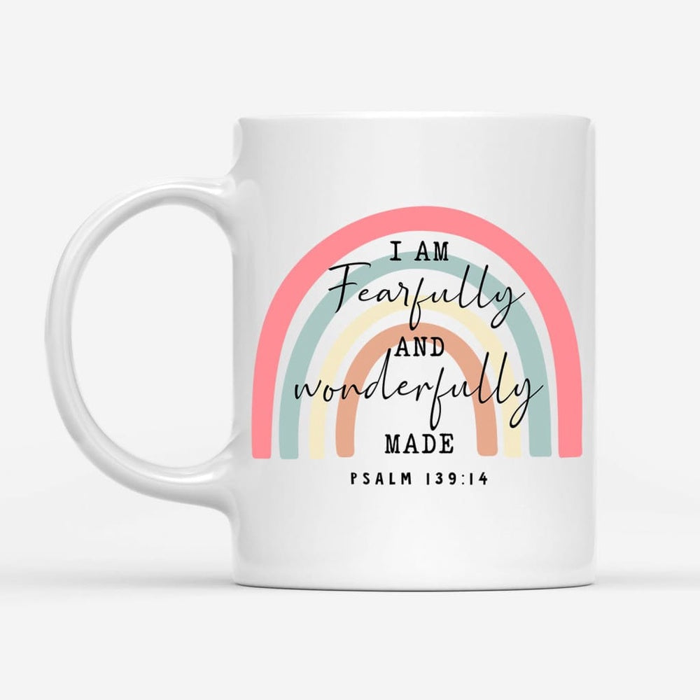 Christian Mug, Fearfully And Wonderfully Made Psalm 13914 Rainbow Coff ...