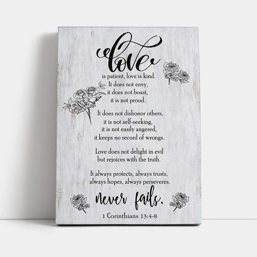 Love Is Patient Love Is Kind 1 Corinthians 134-8 Bible Verse Wall Deco ...