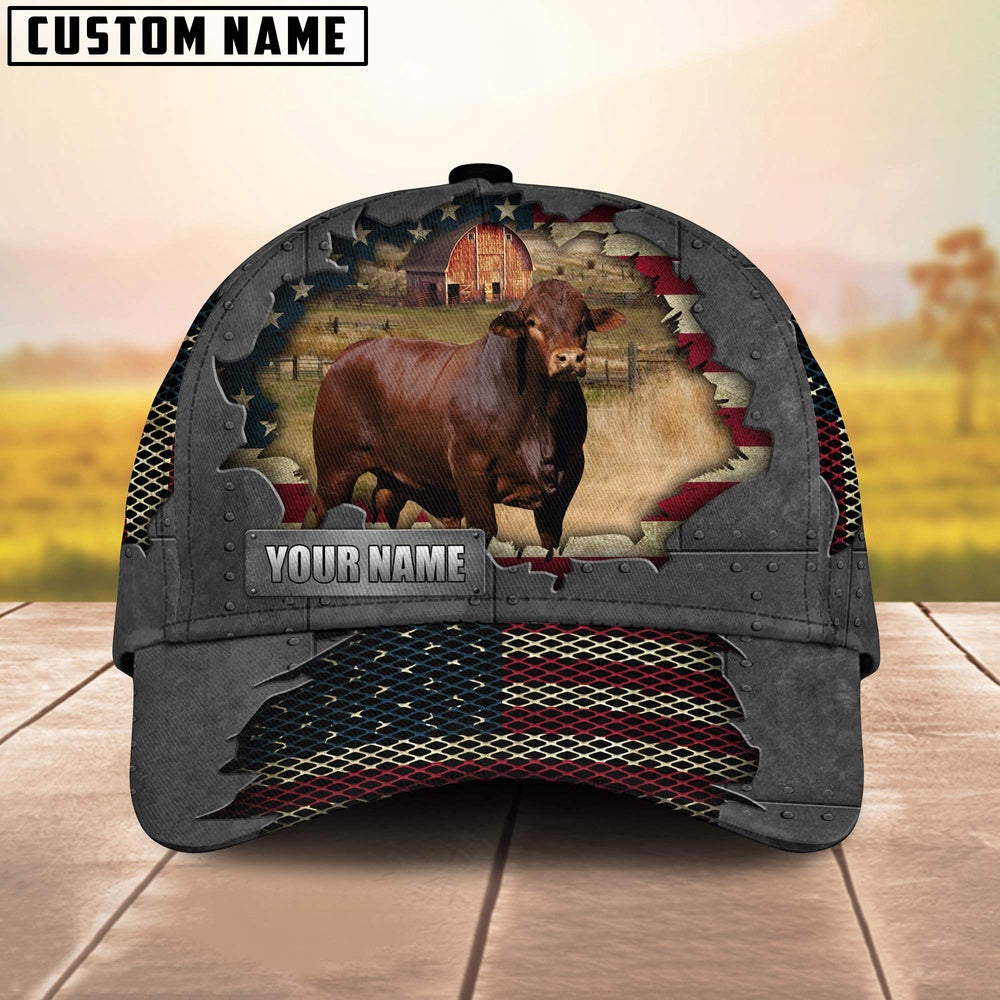 Beefmaster Customized Name US Flag Net Cap, Farmer Cap, Vintage Farmer ...
