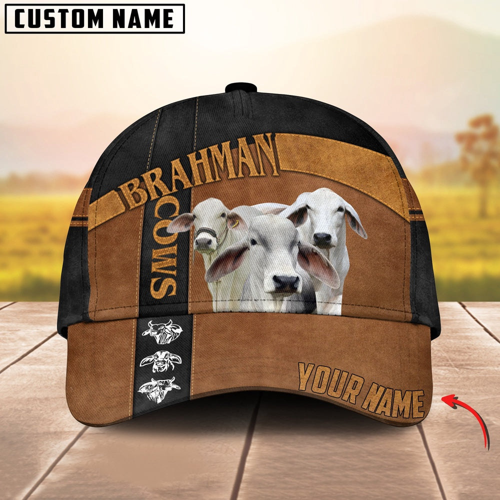 Brahman Black Traffic Line Leather Pattern Customized 3D Cap, Farmer C ...