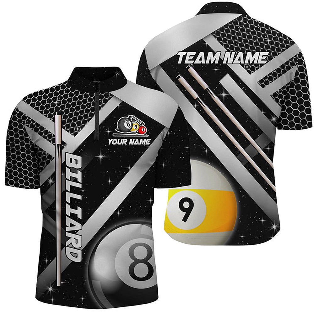 Custom Black Jersey Billiard 8 Ball & 9 Ball Jersey Shirt, Unique Bill ...
