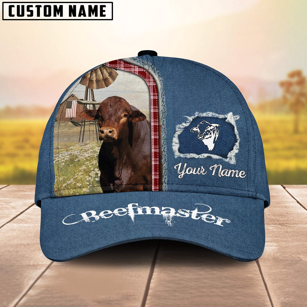 Custom Name And Cattle Breeds Beefmaster Jean Pattern Classic Cap, Far ...