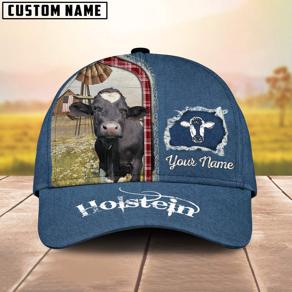 Custom Name And Cattle Breeds Holstein Jean Pattern Classic Cap, Farme ...
