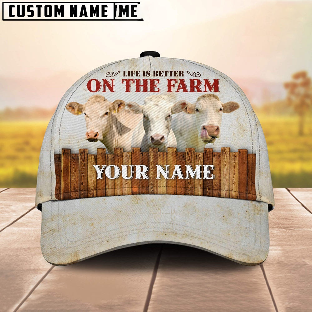 Custom Name Charolais On The Farm Cattle Cap, Farmer Cap, Vintage Farm ...