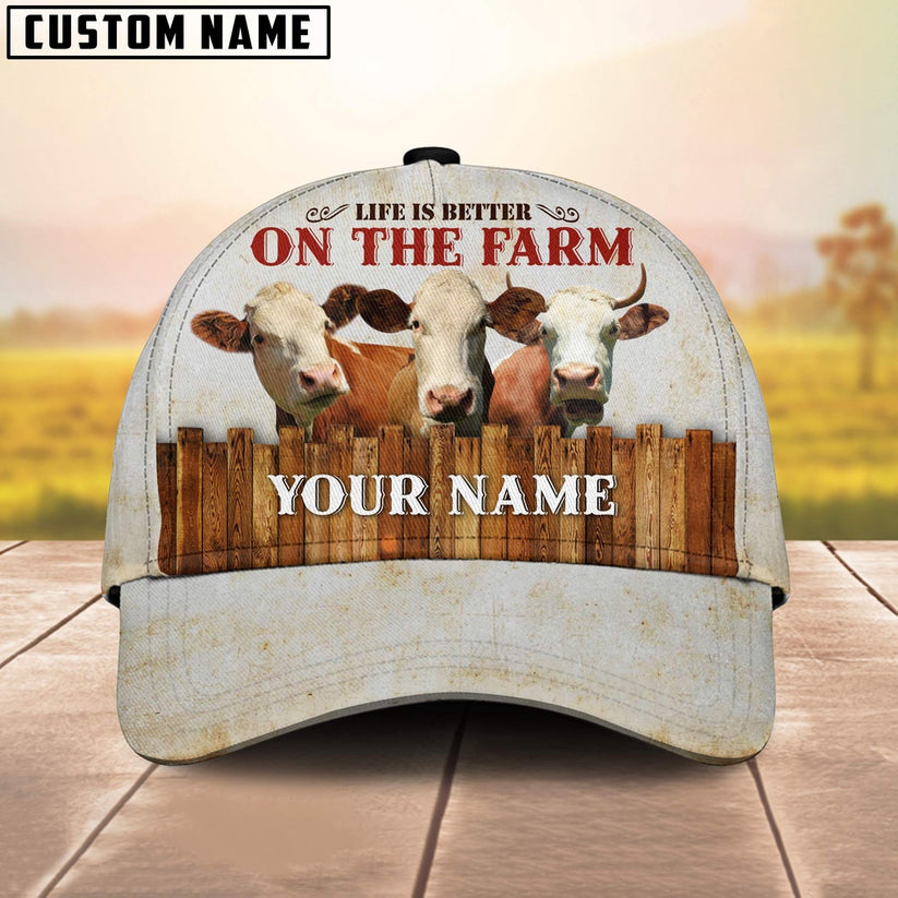 Custom Name Simmental On The Farm Cattle Cap, Farmer Cap, Vintage Farm ...