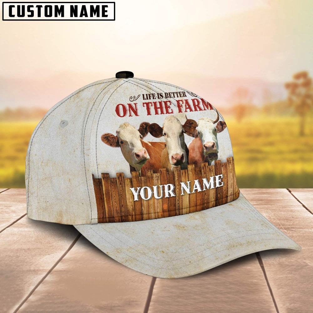 Custom Name Simmental On The Farm Cattle Cap, Farmer Cap, Vintage Farm ...