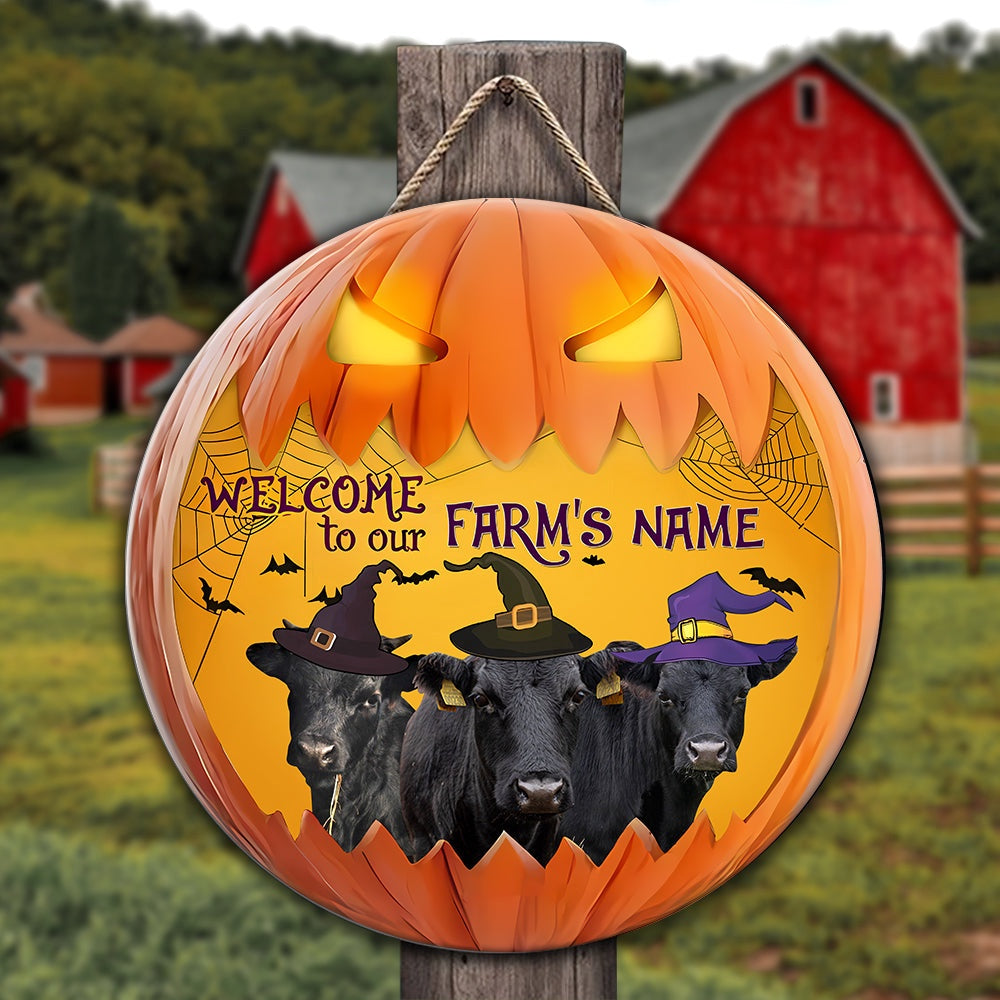 Dexter Welcome To Our Farm Pumpkin Pattern Happy Halloween Wooden Sign ...