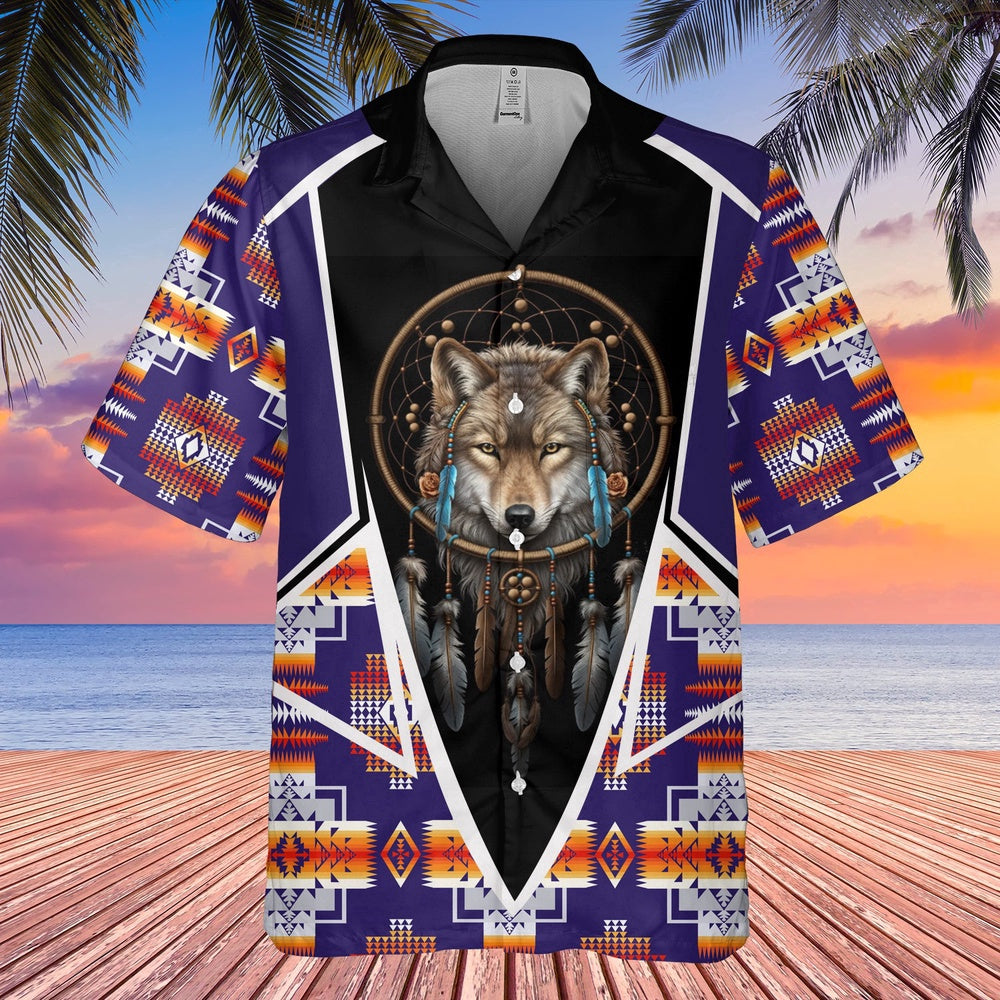 Explore Wolf Graphic Native American Hawaiian Shirt, Native America Sh ...