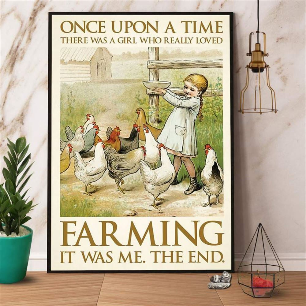 Farm Canvas, Vintage Girl Really Loved Farming Girl Feeding The Hen's ...