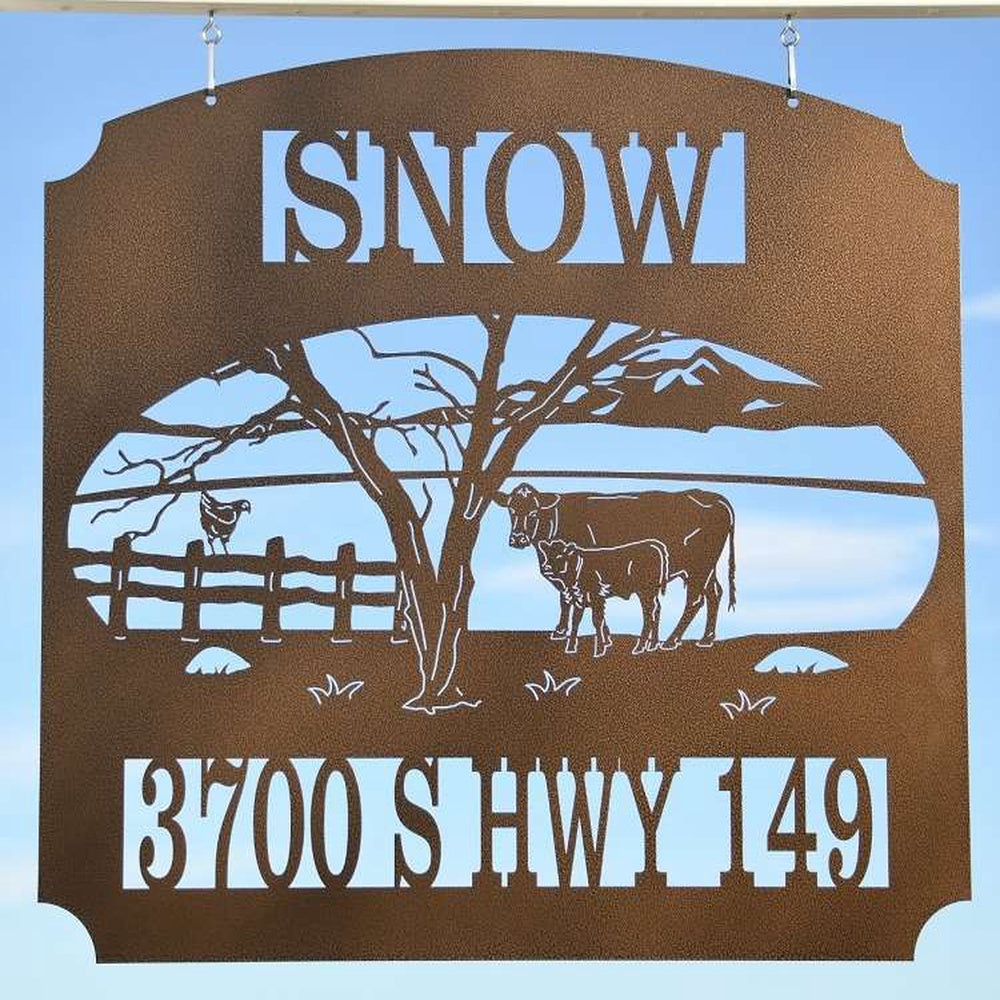 Farm Metal Sign, Personalized Cow Chicken Farm Animals Address Sign Ho ...