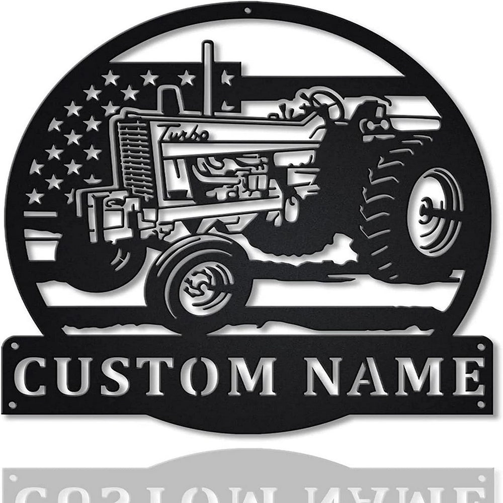 Farm Metal Sign, Personalized Farm Tractor Metal Sign US Flag Art Cust ...