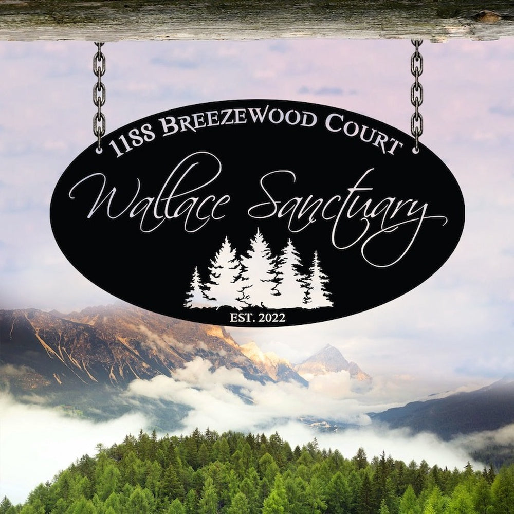 Farm Metal Sign, Pine Tree Lodge Cabin Address Sign Custom Metal Signs ...