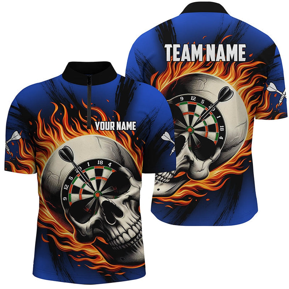 Flaming Dart Skull Men Jerseys Shirts Custom Darts Shirts For Team Dar ...
