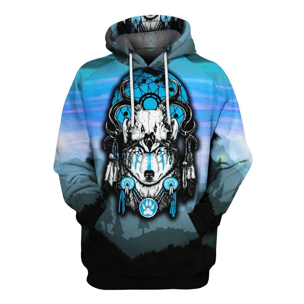 Native American Wolf All Over Print Hoodie, Native American Hoodie, 3D ...
