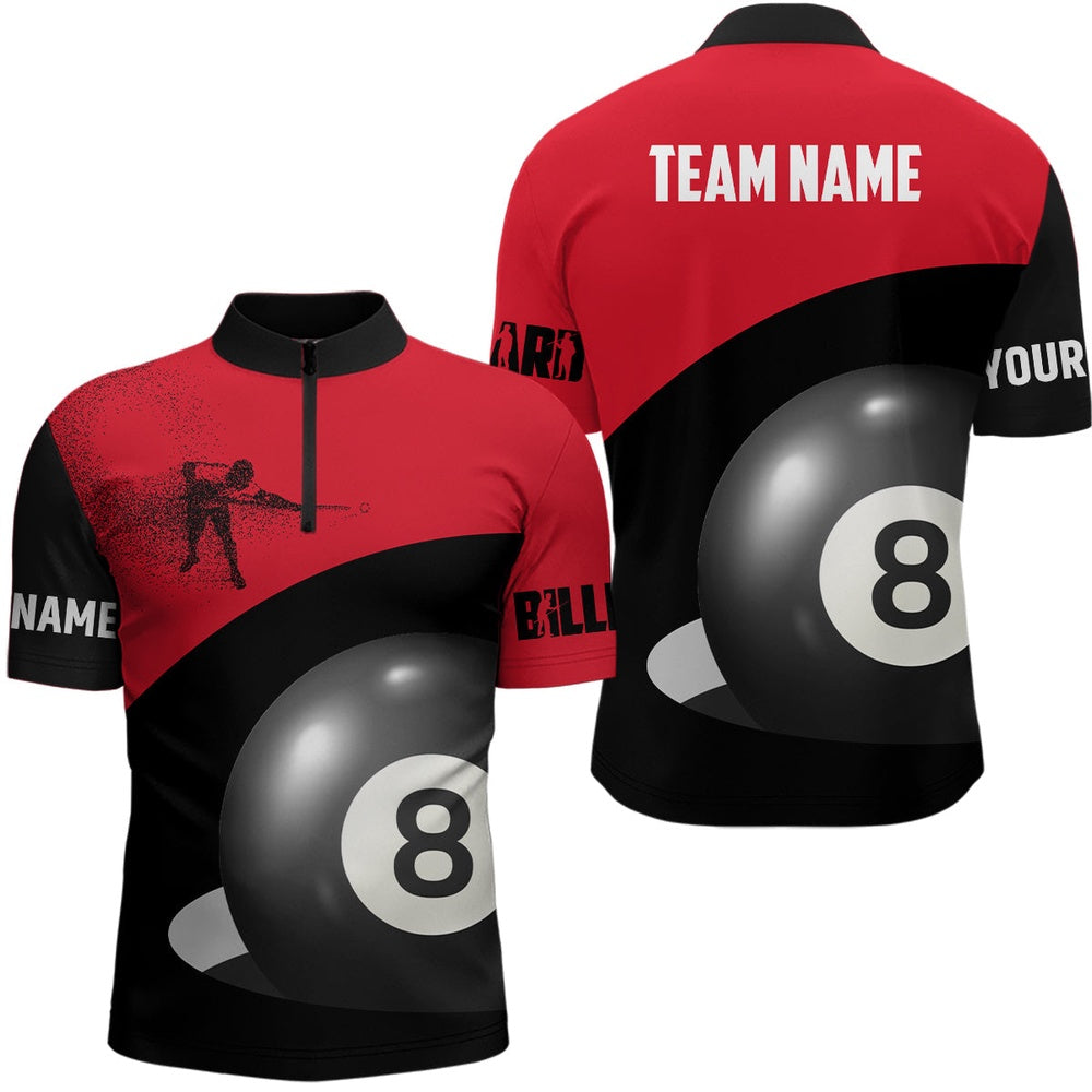 Personalized 3D Funny Billiard Player 8 Ball Red Black Jerseys Shirts ...
