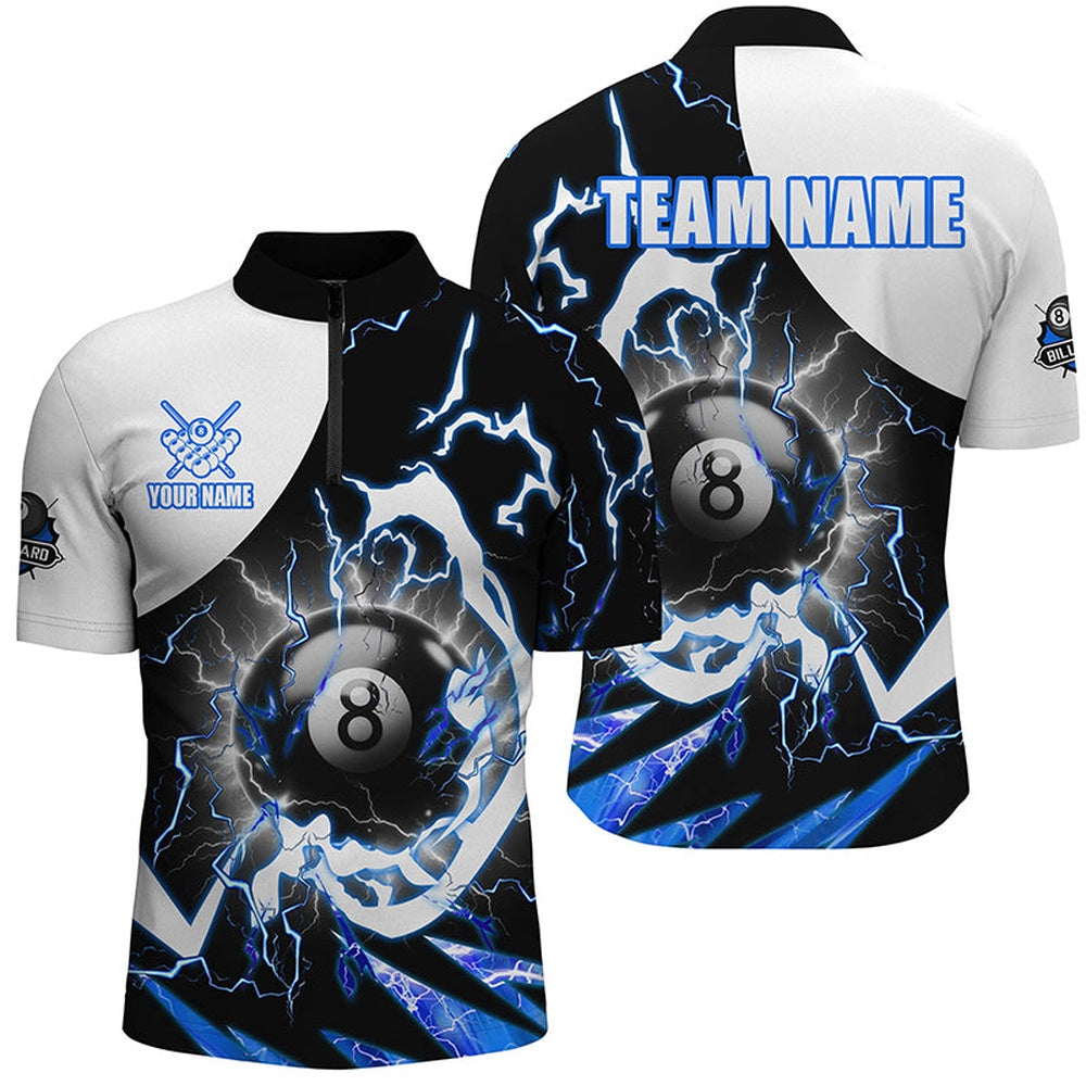 Personalized 8 Ball Pool Jersey Shirt Custom Lightning Thunder Blue Bi ...