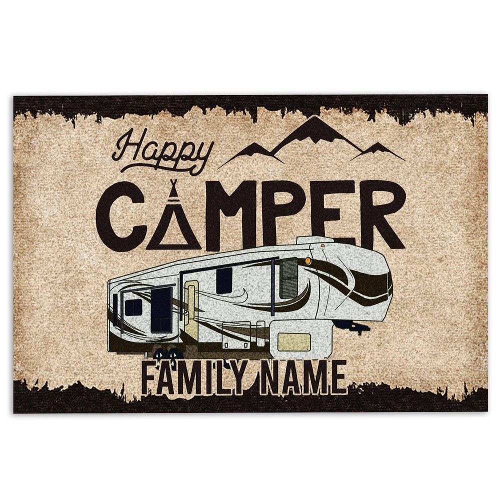 Personalized Camping Welcome Doormat, Happy Camper 5th Wheel Campers B ...