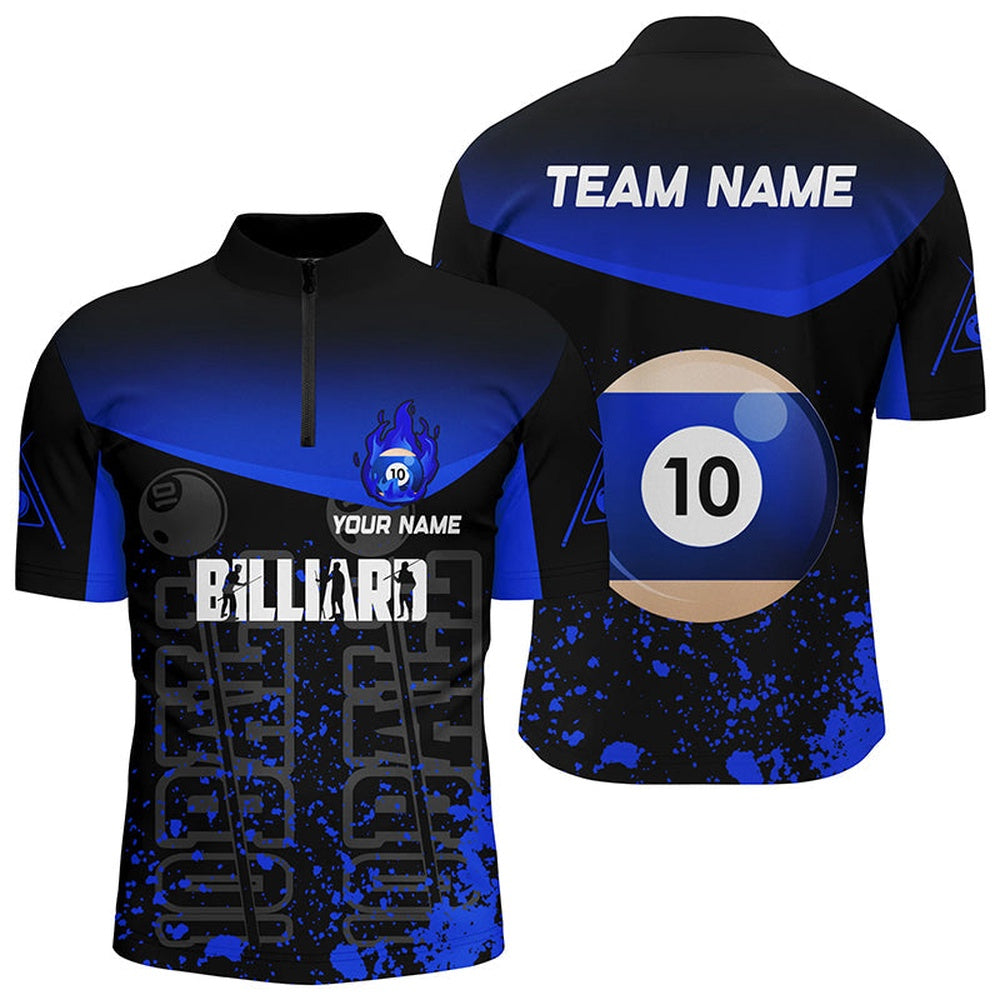 Personalized Splash Blue 10 Ball Billiard 3D Jerseys Shirts For Men, F ...