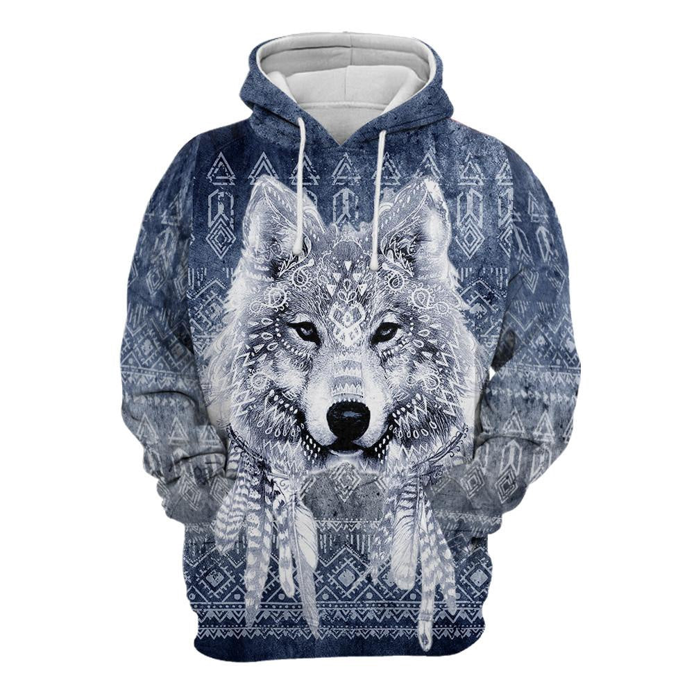 Wolf Ancient Tribal Pattern Native American All Over Printed Hoodie, N ...