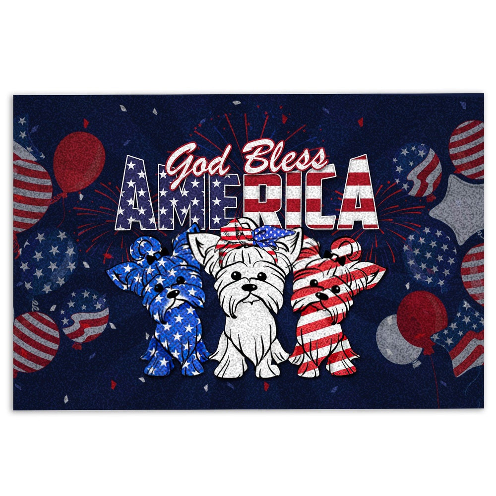 Yorkshire Terrier Welcome Doormat, Yorkshire Terrier God Bless America ...