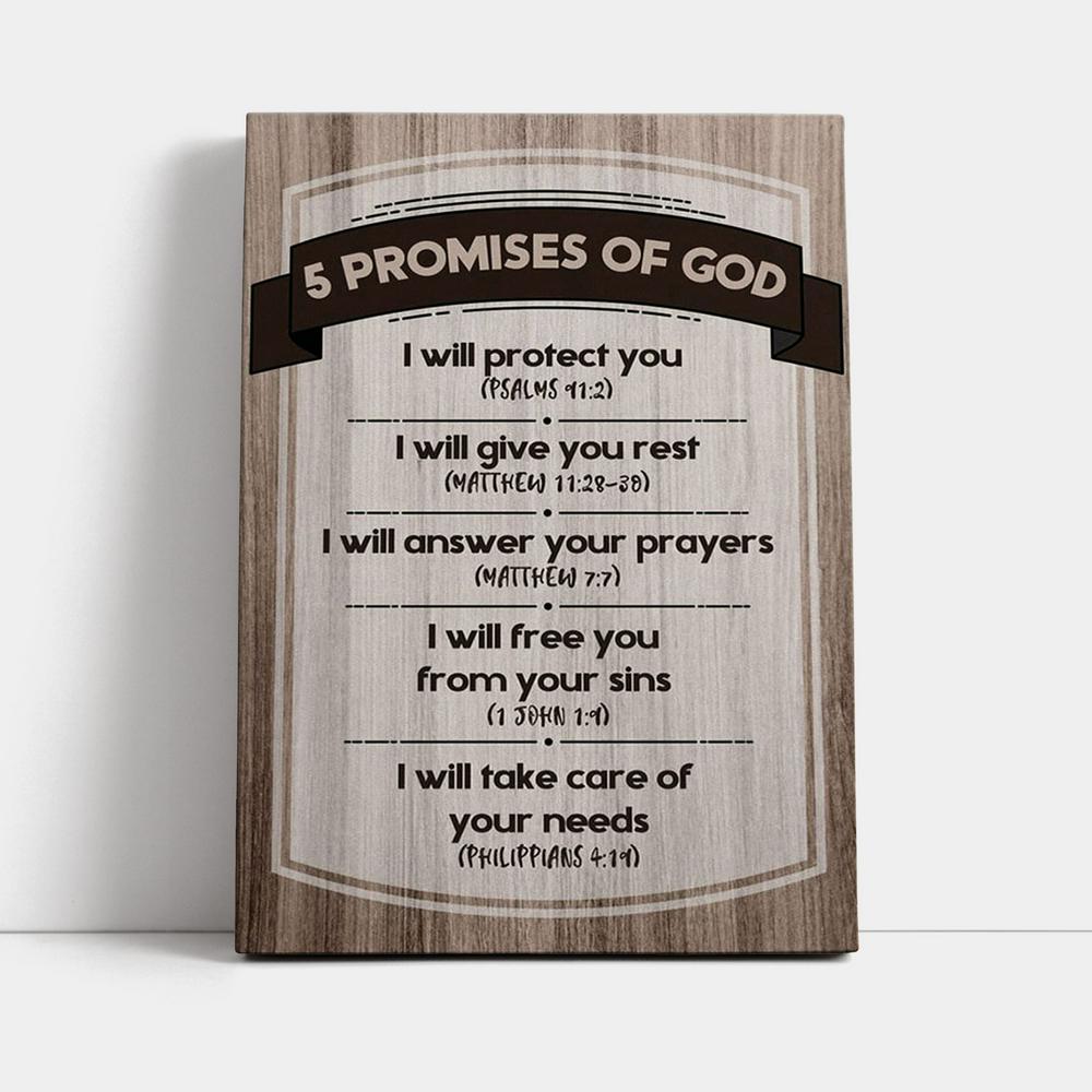 5 Promises Of God Canvas Wall Art - Christian Canvas Prints - Religiou ...
