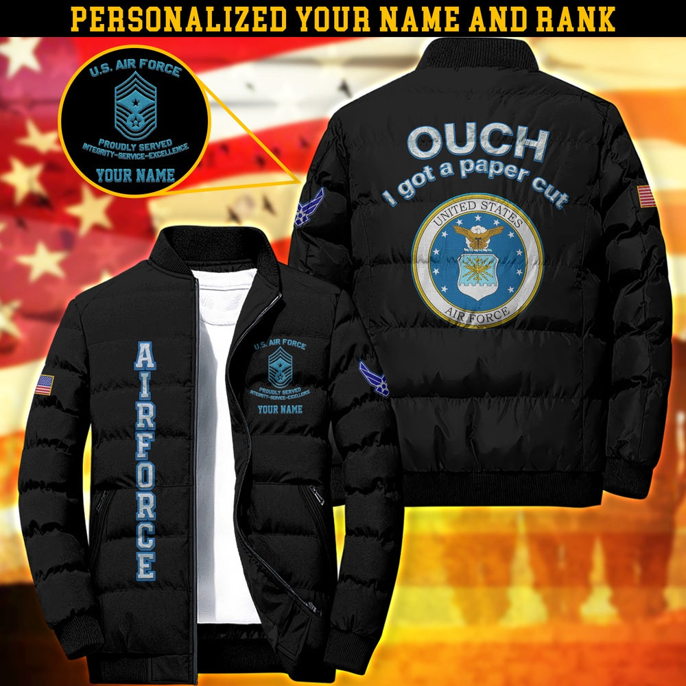 Air Force Puffer Jacket, Personalized US Air Force Ouch Puffer Jacket ...