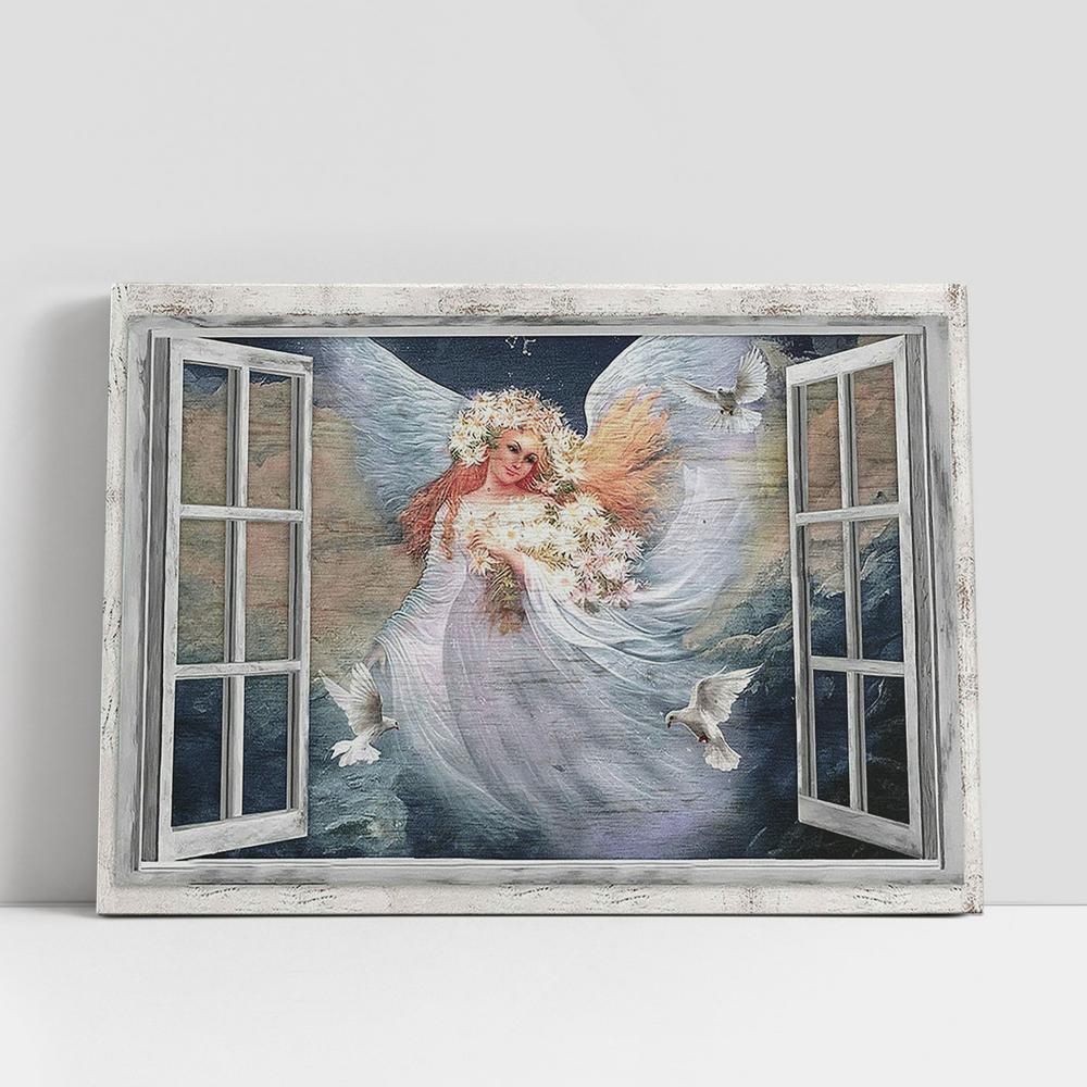 Angel Daisy Vase White Dove The Way To Heaven Canvas Wall Art, Bible V ...