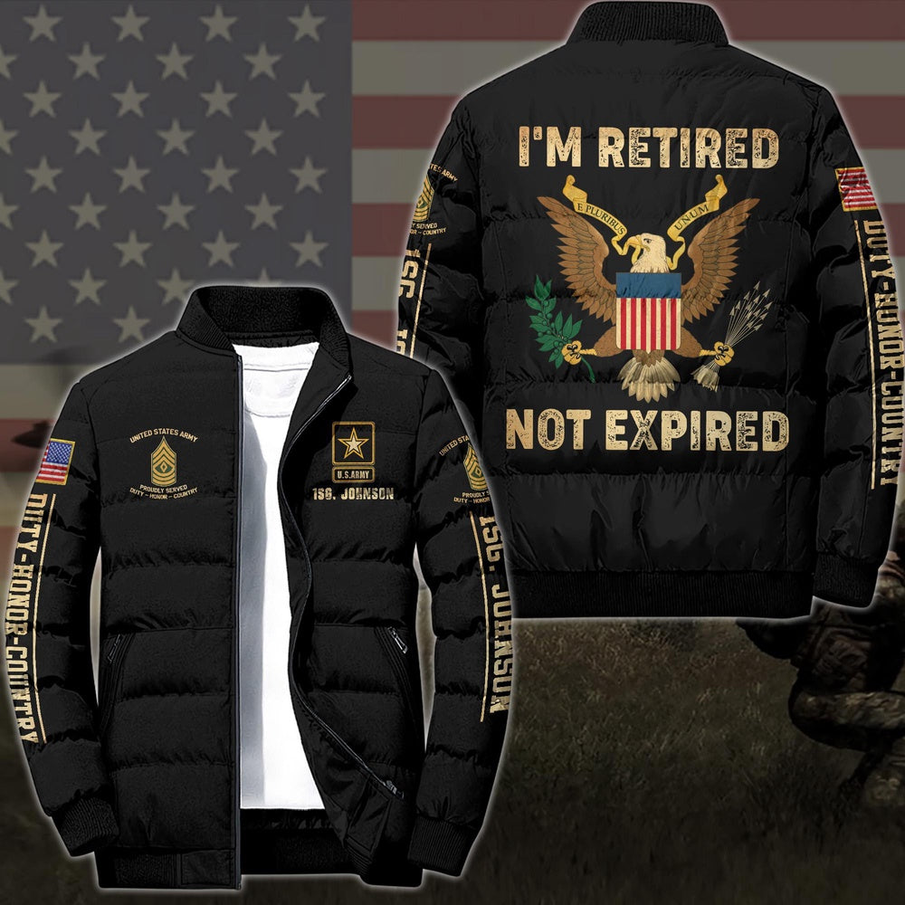 Army Puffer Jacket, US Army Puffer Jacket Custom Your Name And Rank ...