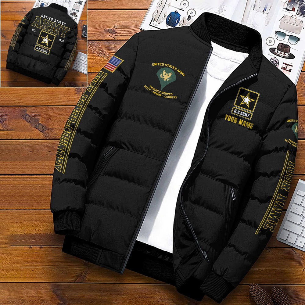 Army Puffer Jacket, US Army Puffer Jacket Personalized Your Name And R ...