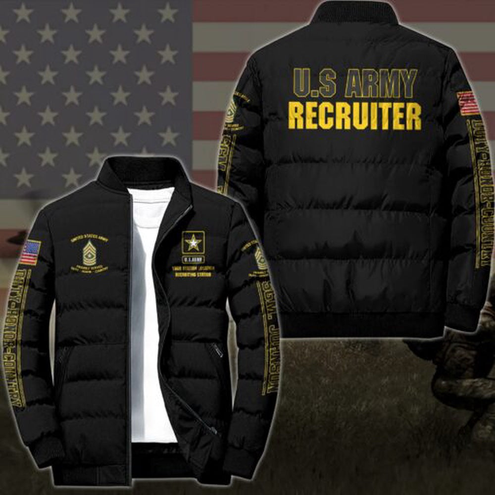 Army Puffer Jacket, US Army Recruiter Puffer Jacket Personalized Your ...