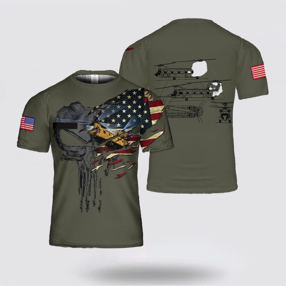 Army T Shirt, Custom Name US Army Boeing CH-47 Chinook All Over Print ...