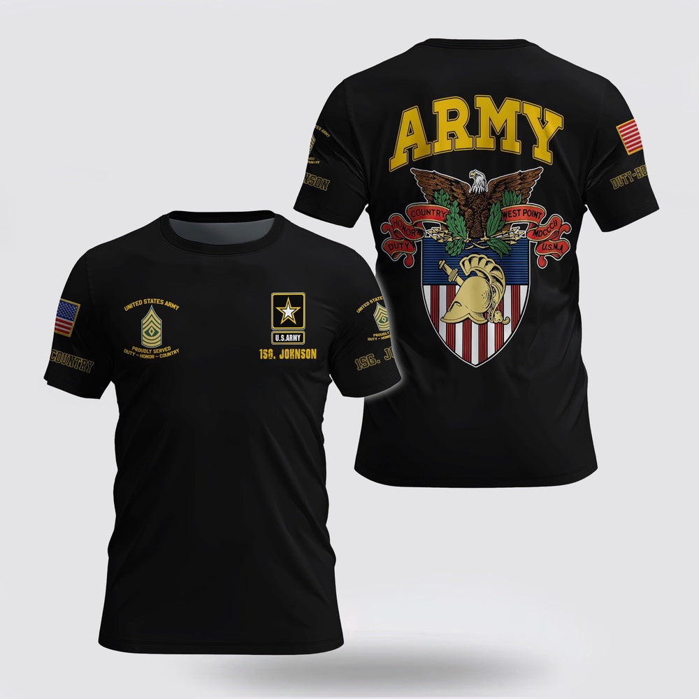 Army T Shirt, US Army 3D T Shirt Print Custom Your Name And Rank, Vete ...
