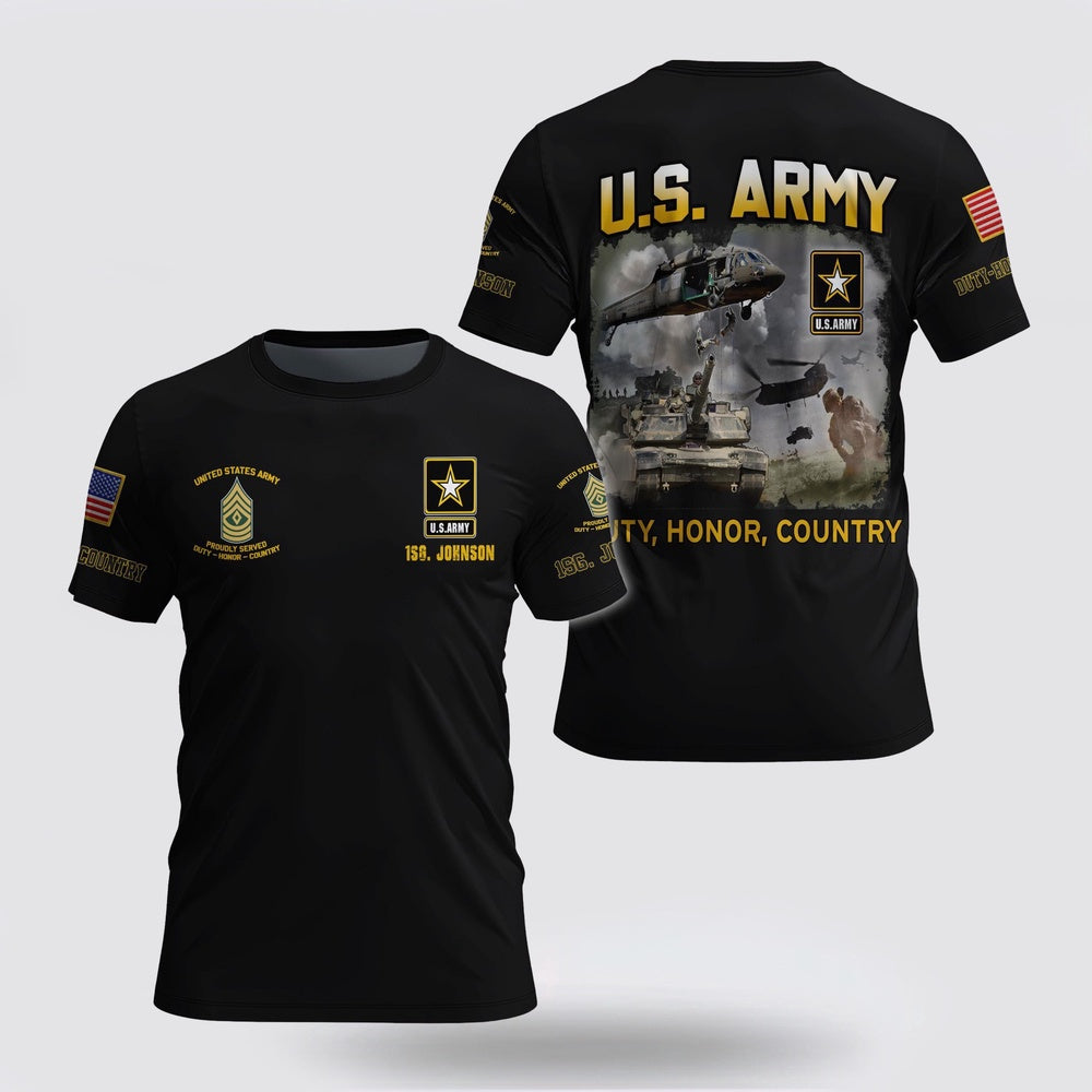 Army T Shirt, US Army Mom Print 3D T Shirt Custom Your Name And Rank ...