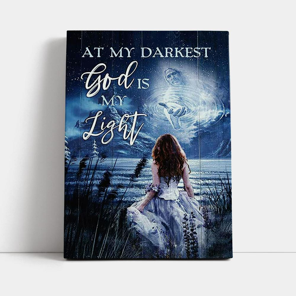At My Darkest God Is My Light Canvas Art - Bible Verse Wall Art - Chri ...