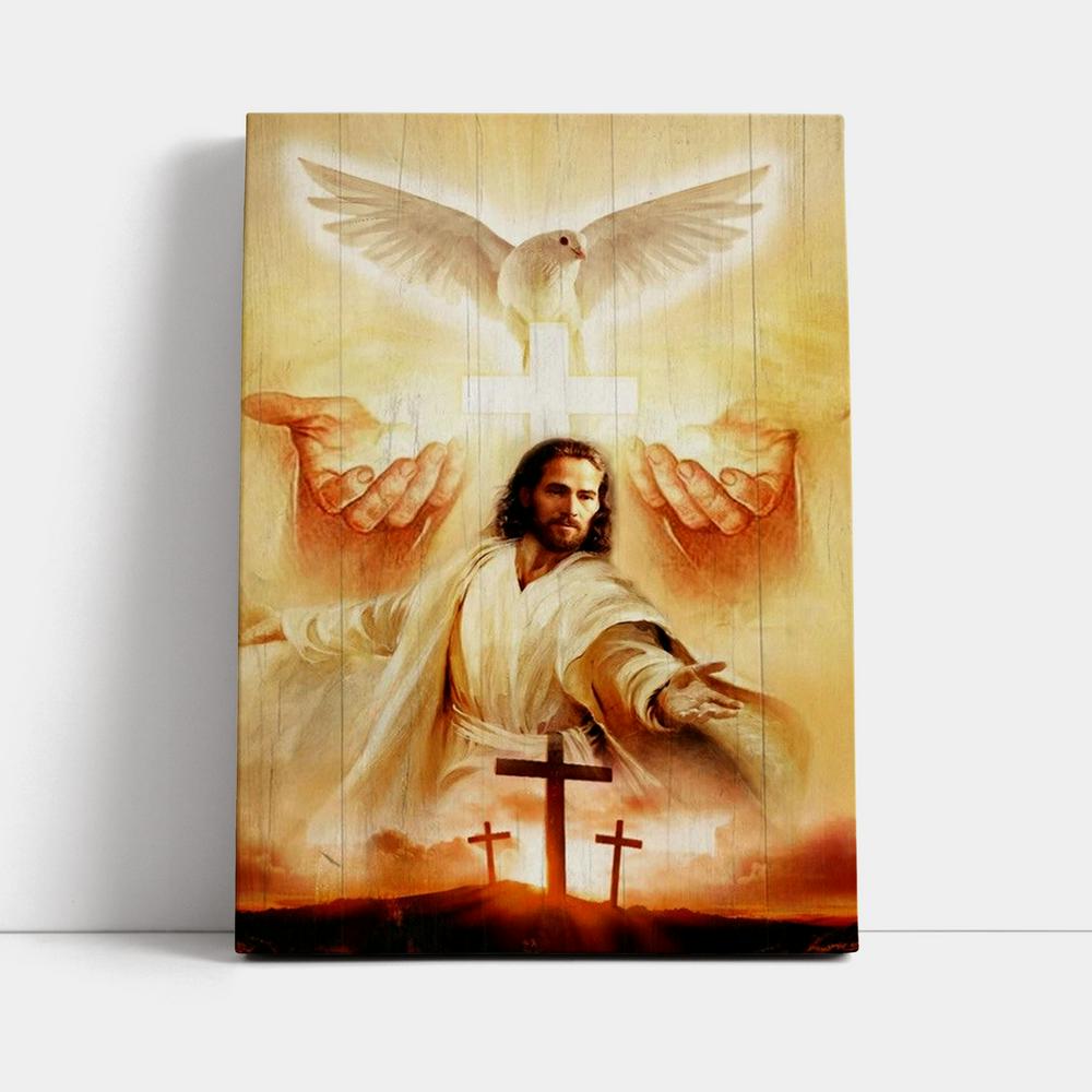 Beautiful Dove, Pray For Healing, Jesus's Hand, Cross Canvas Poster ...