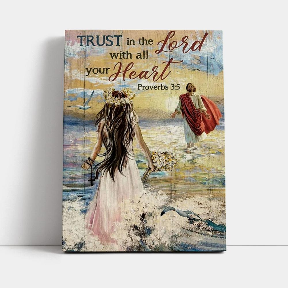 Beautiful Girl, Flower Crown, Ocean Waves, Trust In The Lord Canvas Po – Furlidays Plus