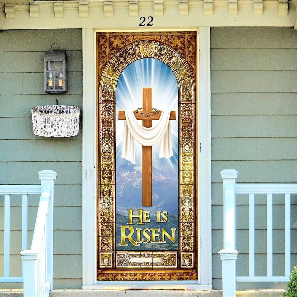 Christian Door Decorations, He Is Risen Easter Jesus Christ Door Cover ...