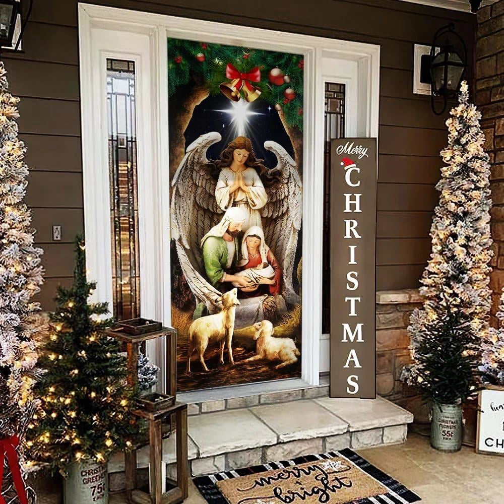 Christian Door Decorations, Jesus Is Born Christmas Door Cover, Jesus ...