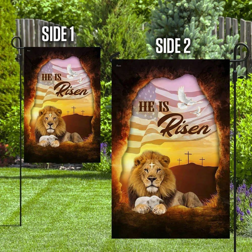 Christian Flag, He Is Risen Jesus Christ Lion And Lamb Flag, Outdoor C ...