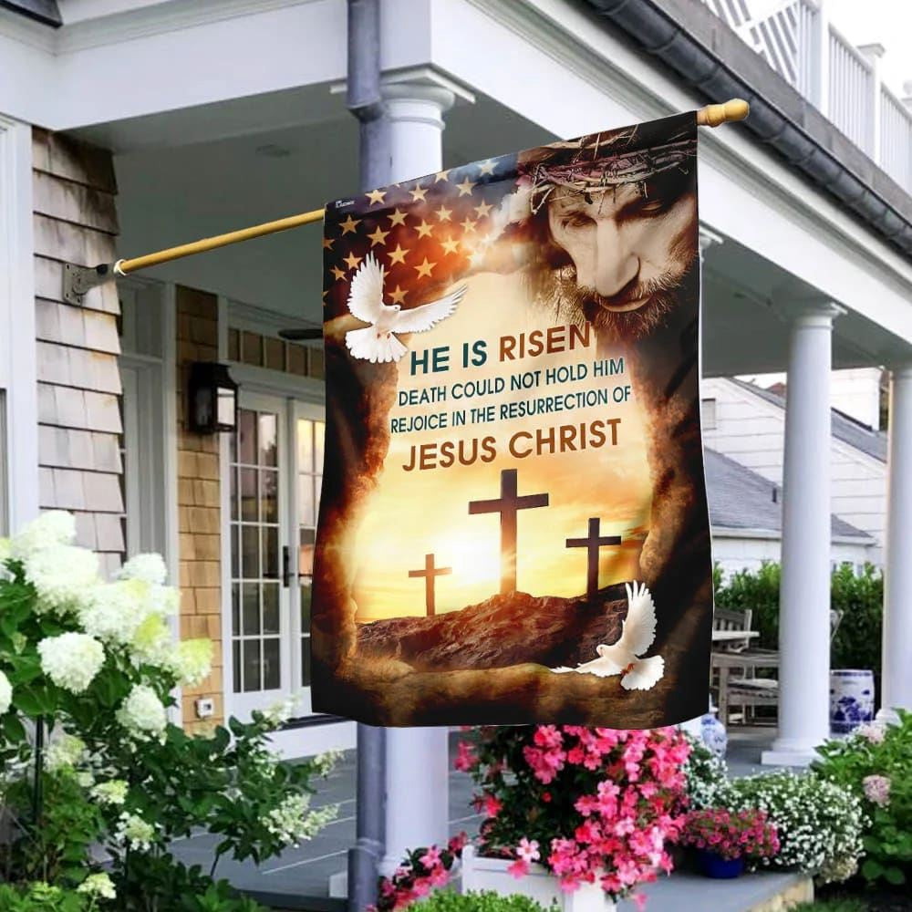 Christian Flag, Jesus Christ He Is Risen Flag, Outdoor Christian House ...