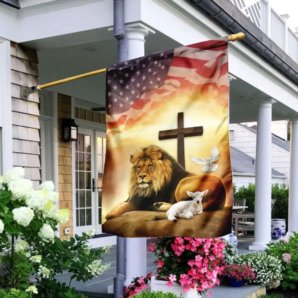 Christian Flag, Jesus Lion And Lamb Holy Spirit House Flags, Jesus Chr ...