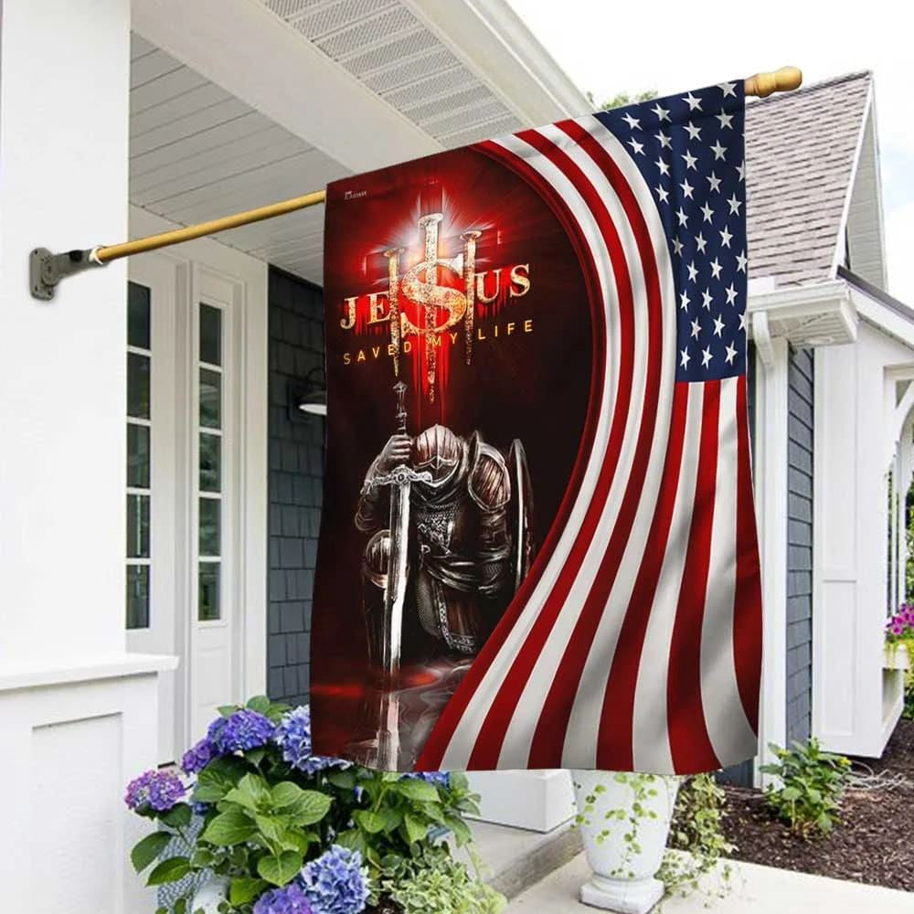 Christian Flag, Jesus Saved My Life Christian Knight House Flags, Jesu ...