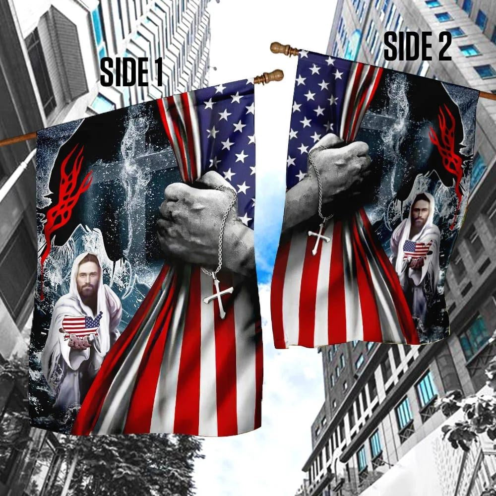 Christian Flag, Jesus Saves God Bless America House Flag, Jesus Christ ...