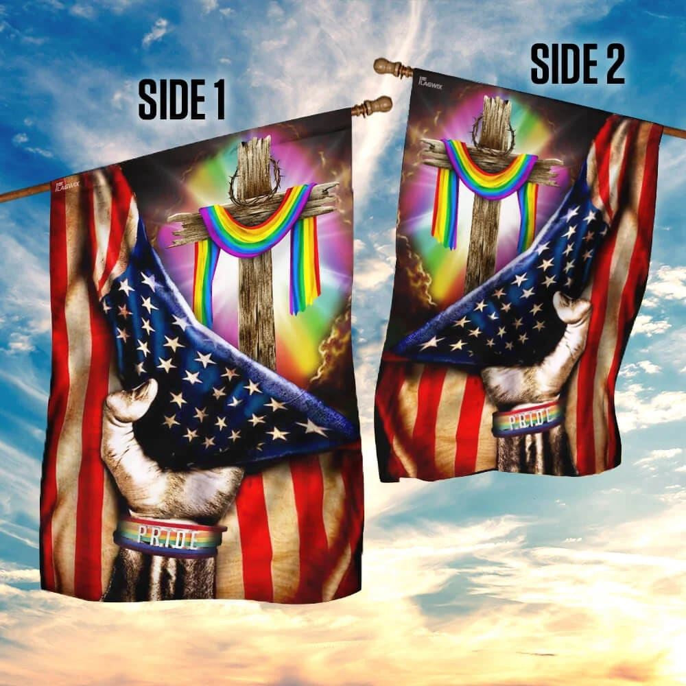Christian Flag, LGBT Pride Christian Cross House Flag, Jesus Christ Fl ...