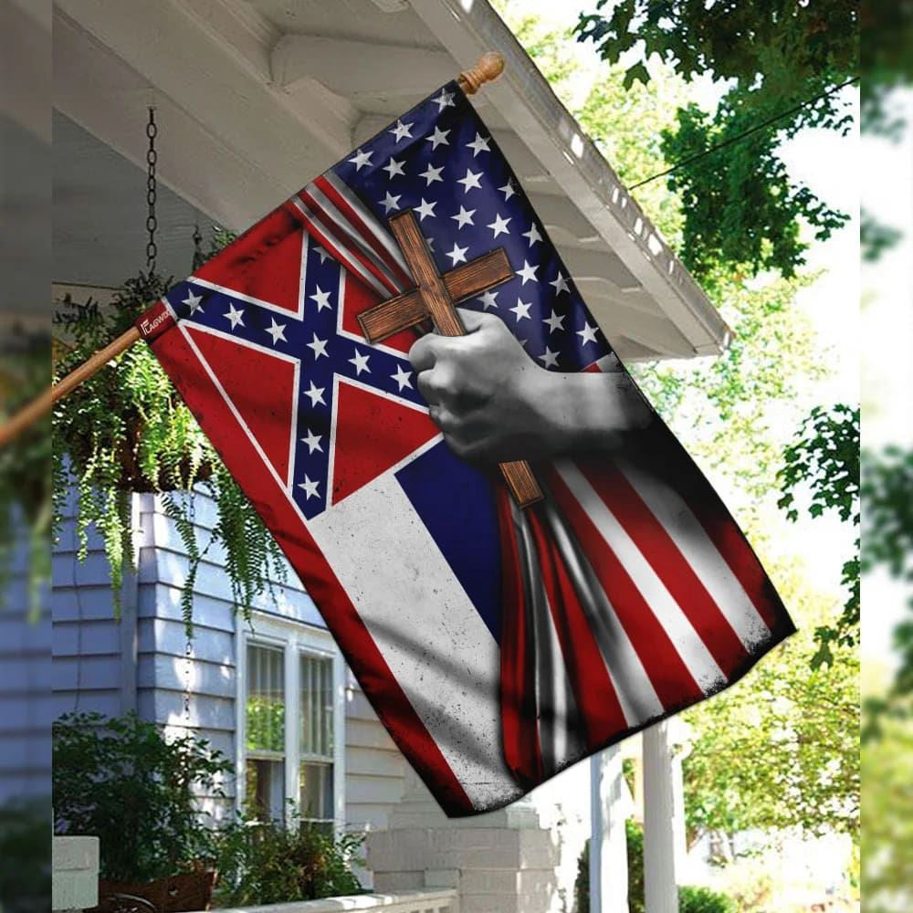 Christian Flag, Mississippi Christian Cross House Flags, Jesus Christ ...