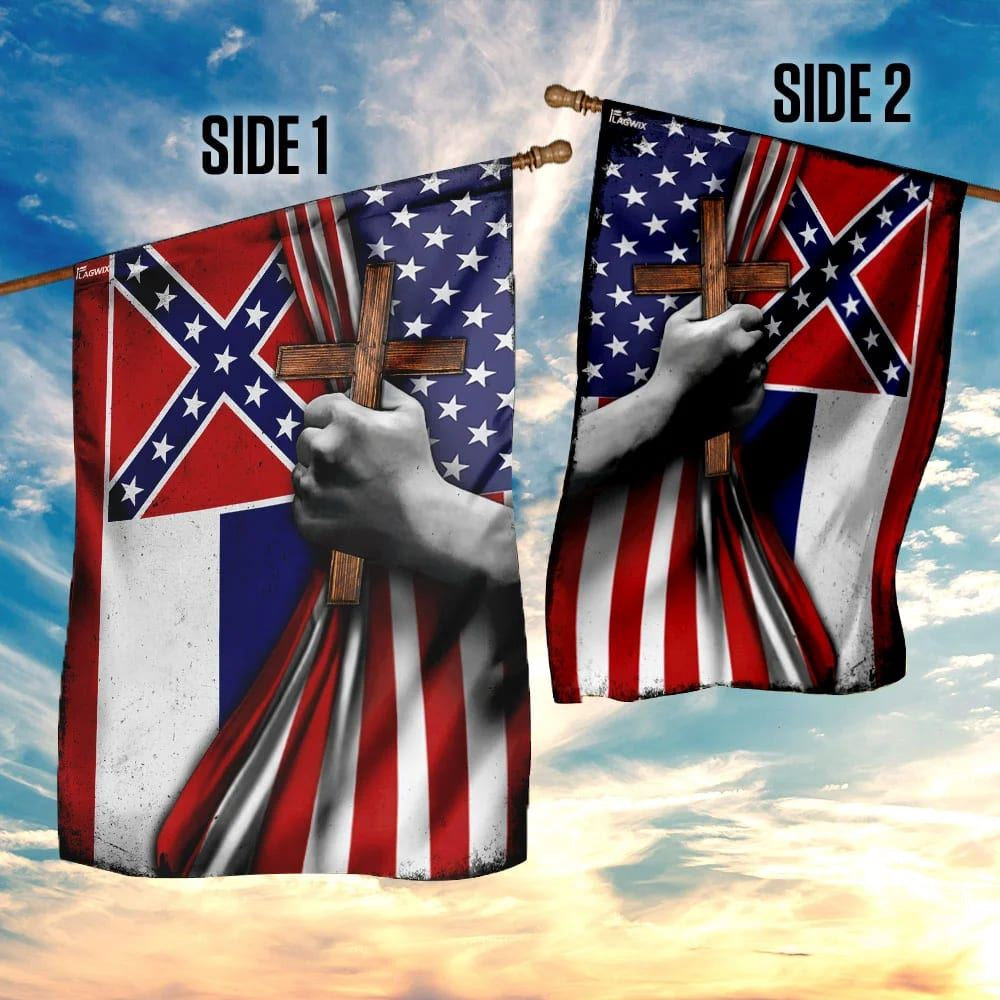 Christian Flag, Mississippi Christian Cross House Flags, Jesus Christ ...