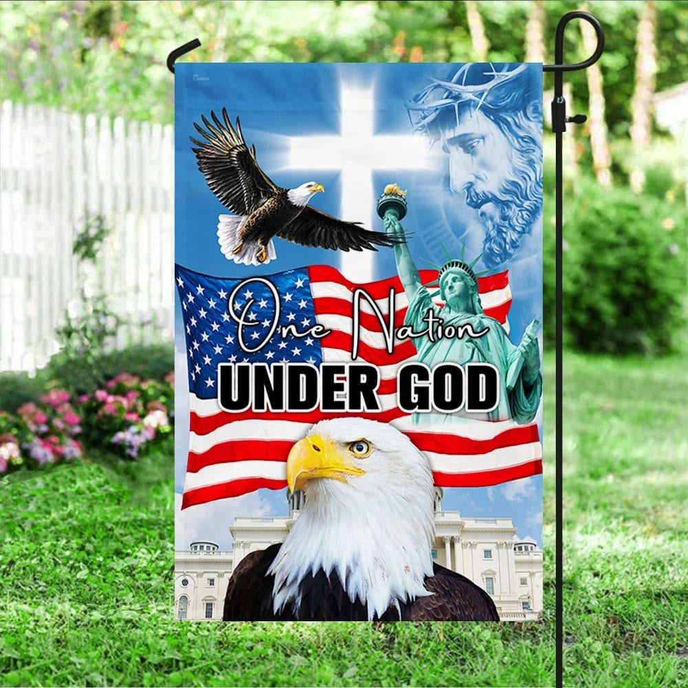 Christian Flag, One Nation Under God Eagle American House Flag, Outdoo ...