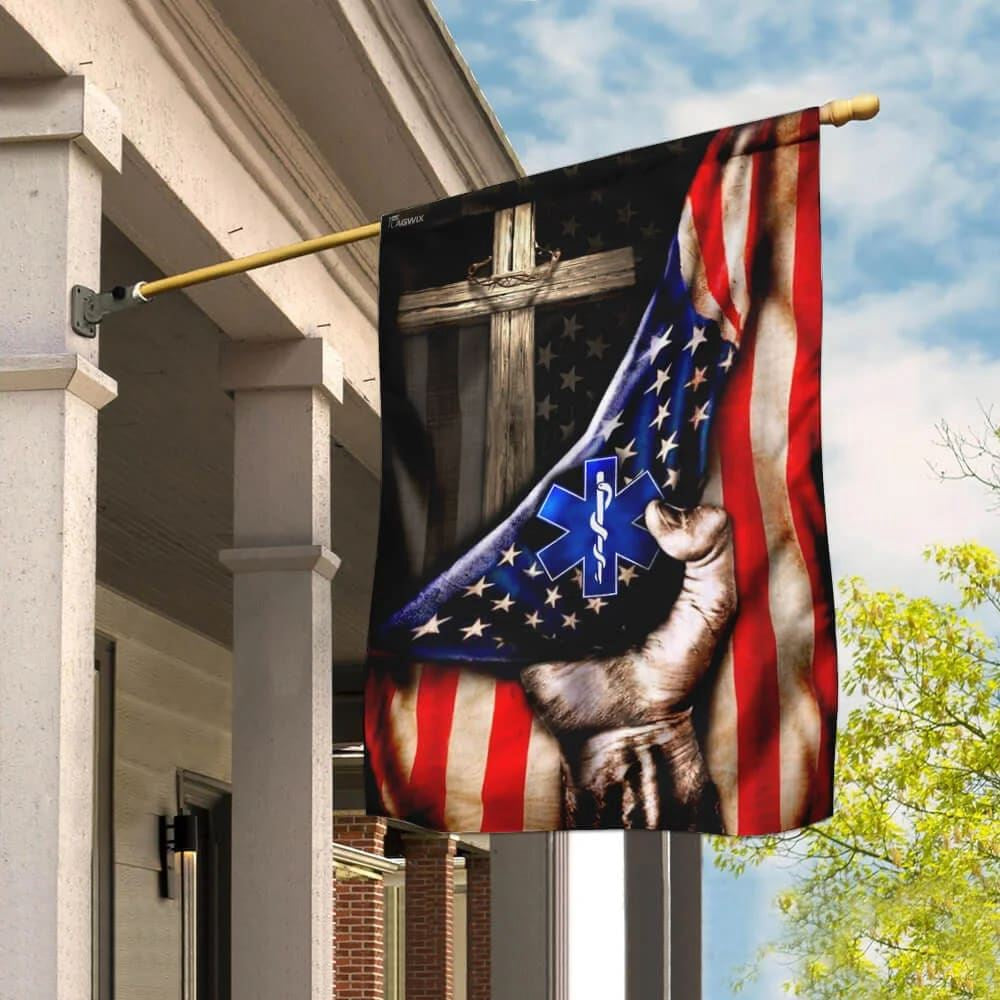Christian Flag, Paramedic Christian Cross American House Flags, Jesus ...